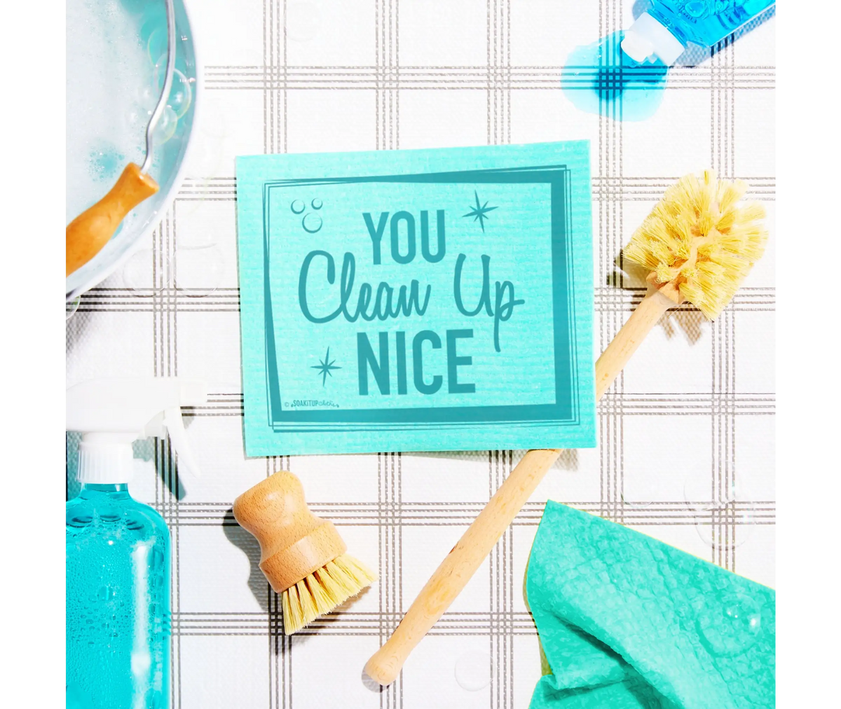 You Clean Up Nice Soak iT Up Swedish dishcloths